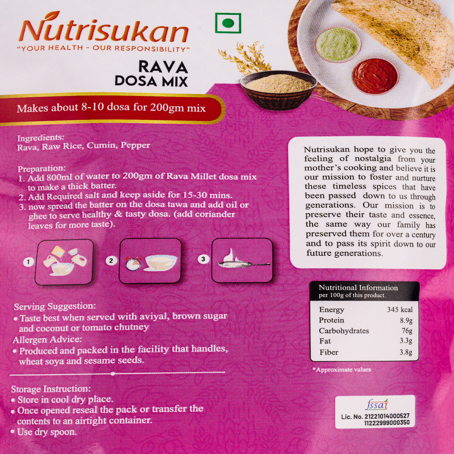 Nutrisukan Rava Dosa Mix : Nutrient-Rich South Indian Delight for Health